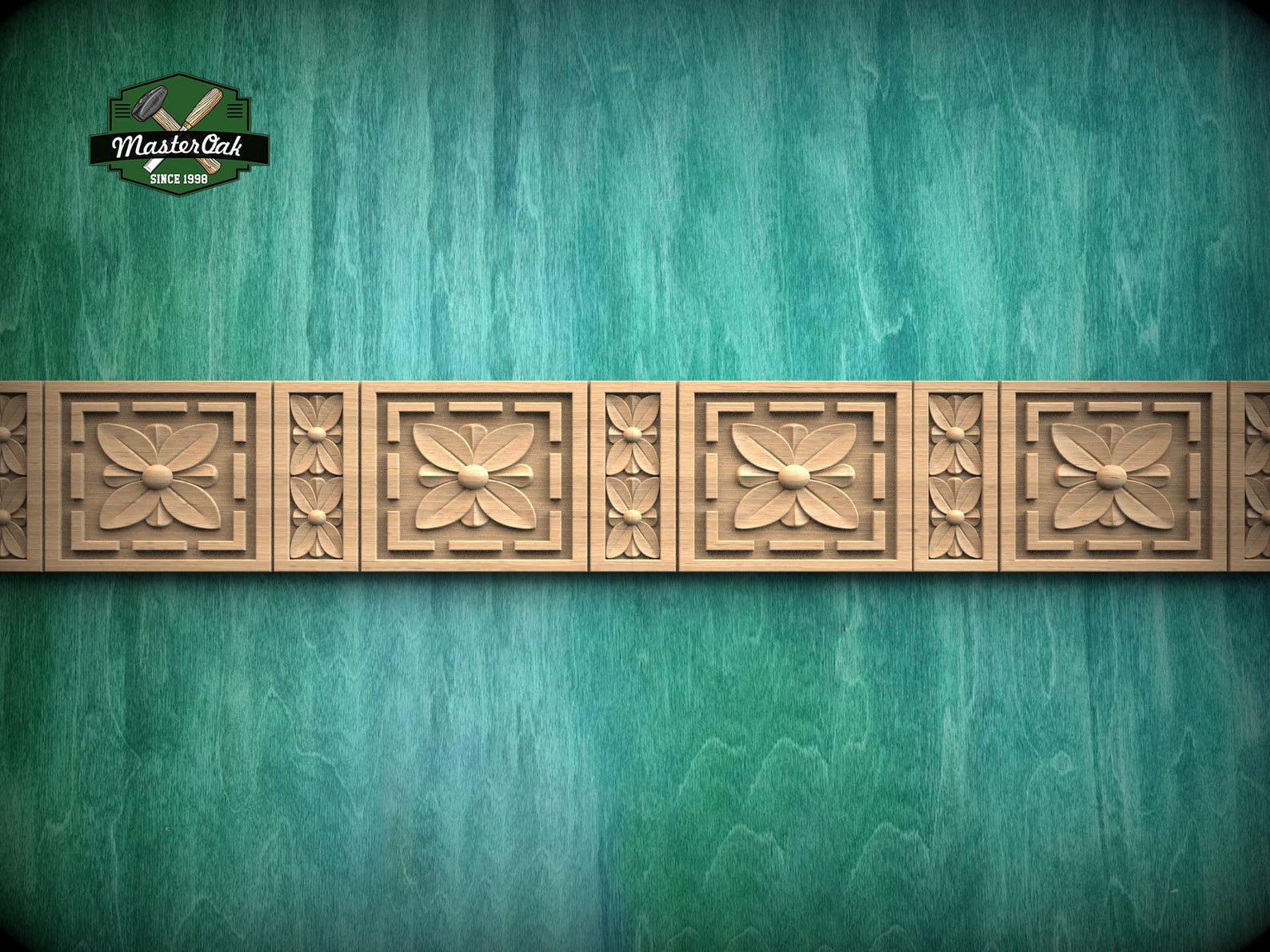 Carved Flower Moulding – Decorative Wooden Rosette Strip, Option 2, 40 ...
