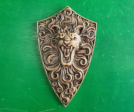Lion on Shield Carved Lion Shield Viking Shield Wooden | Etsy