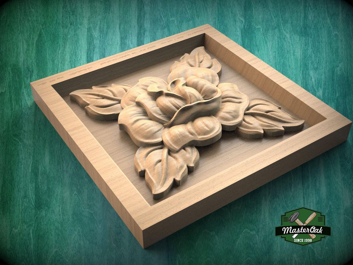 Sub Rosa Carved Rose Rosette - Symbolic Wood Art, Square Carved Decor ...