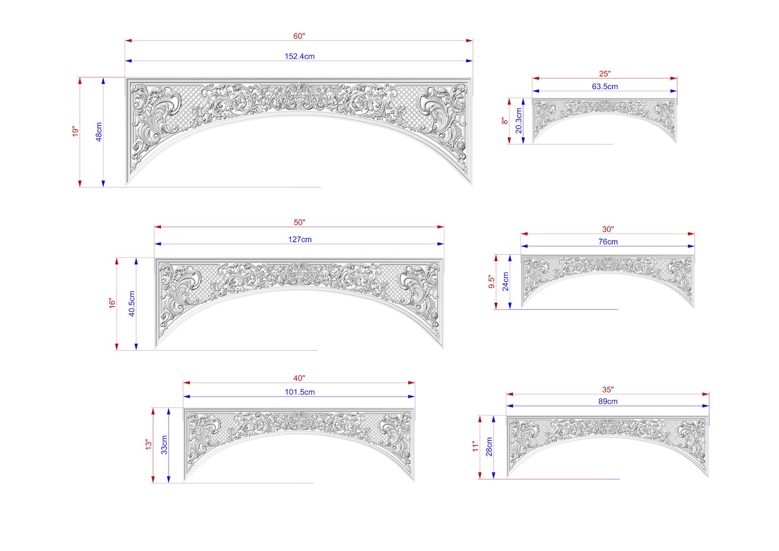 Baroque Elegance: Carved Wooden Lattice Arch, 1pc, Unpainted, Home Wall ...