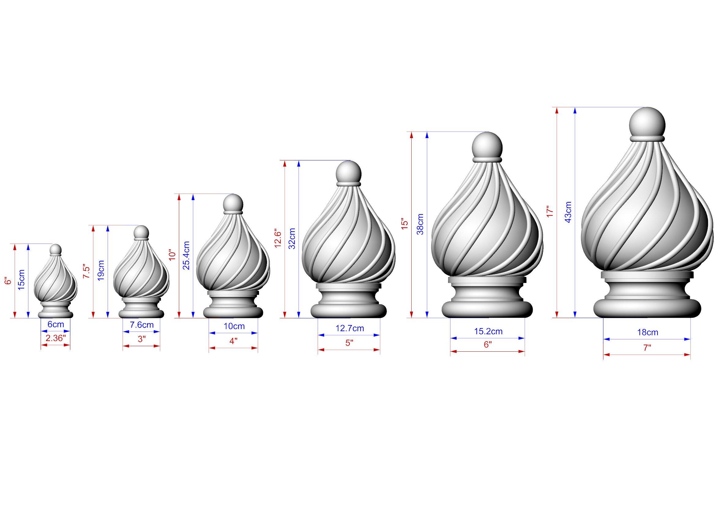 Ornamental Wooden Twisted Finial for Furniture, Twisted Cap, Staircase ...
