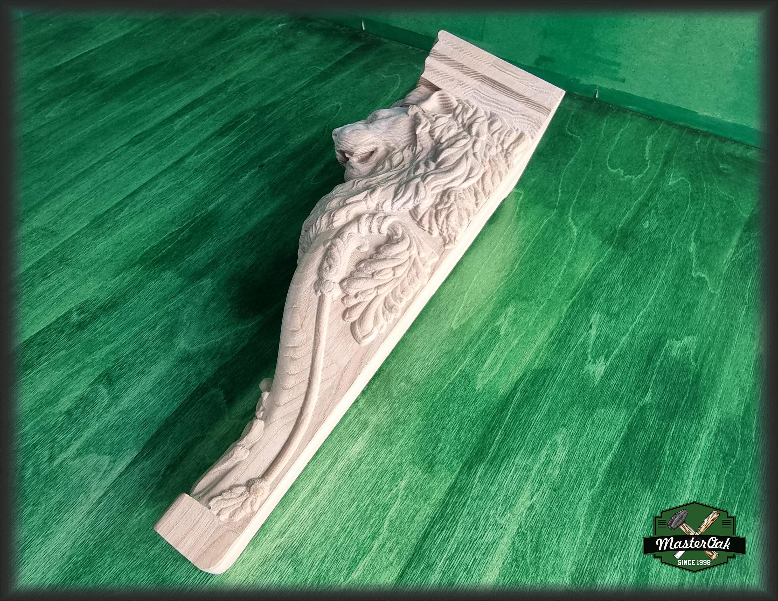 Carved Corbel Lion , Unpainted, Decorative Carved Wooden Corbel, 1pc ...
