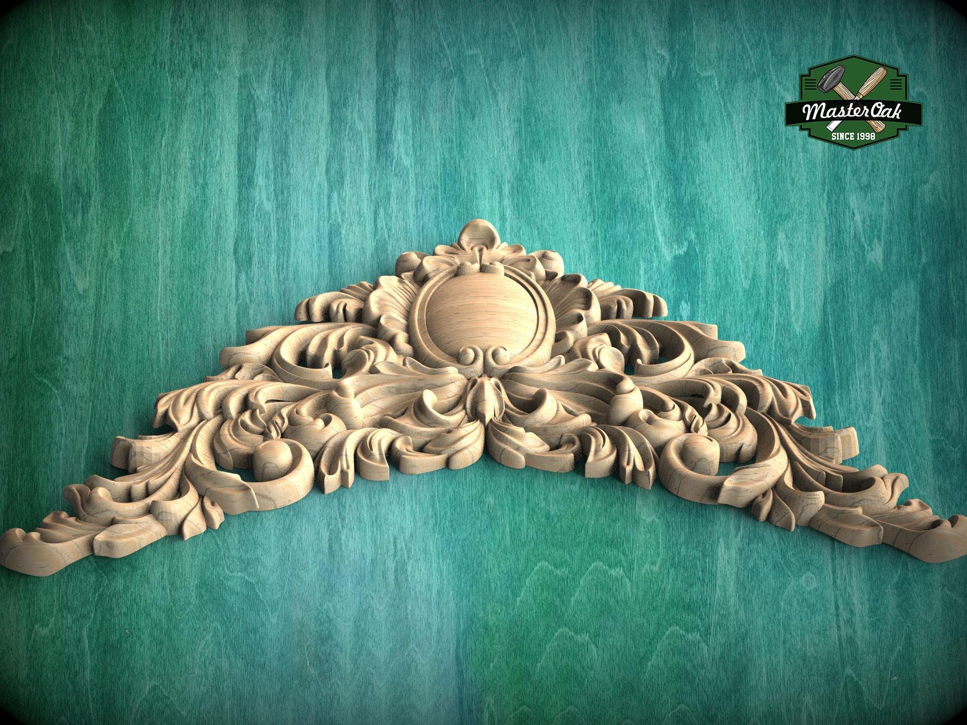 Victorian Flourish: Carved Wooden Archway Keystone, Unpainted, 1pc ...