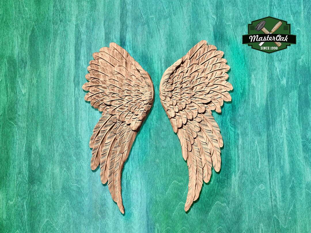 Angelic Wooden Feather Wings Wall Art, 1 Pair, Decorative Wood Trim ...