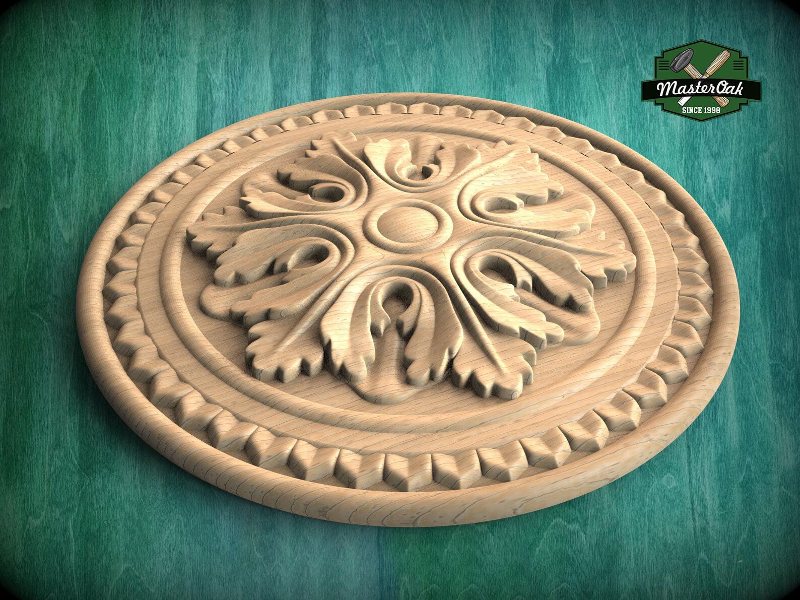 Renaissance Rosette: Carved Wooden Emblem, 1 Pc, Unpainted, Decorative ...