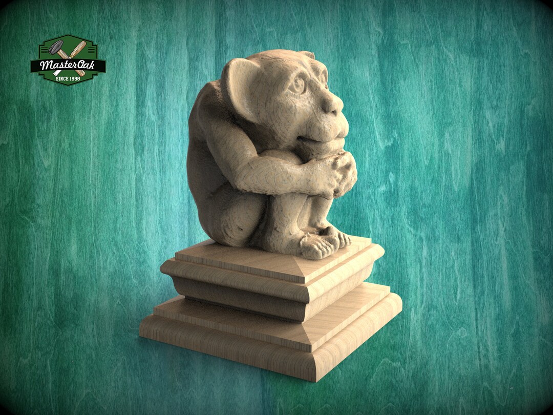Gothic Imp Wooden Statue, Gargoyle Finial Bed Post, Gargoyle Statue of ...