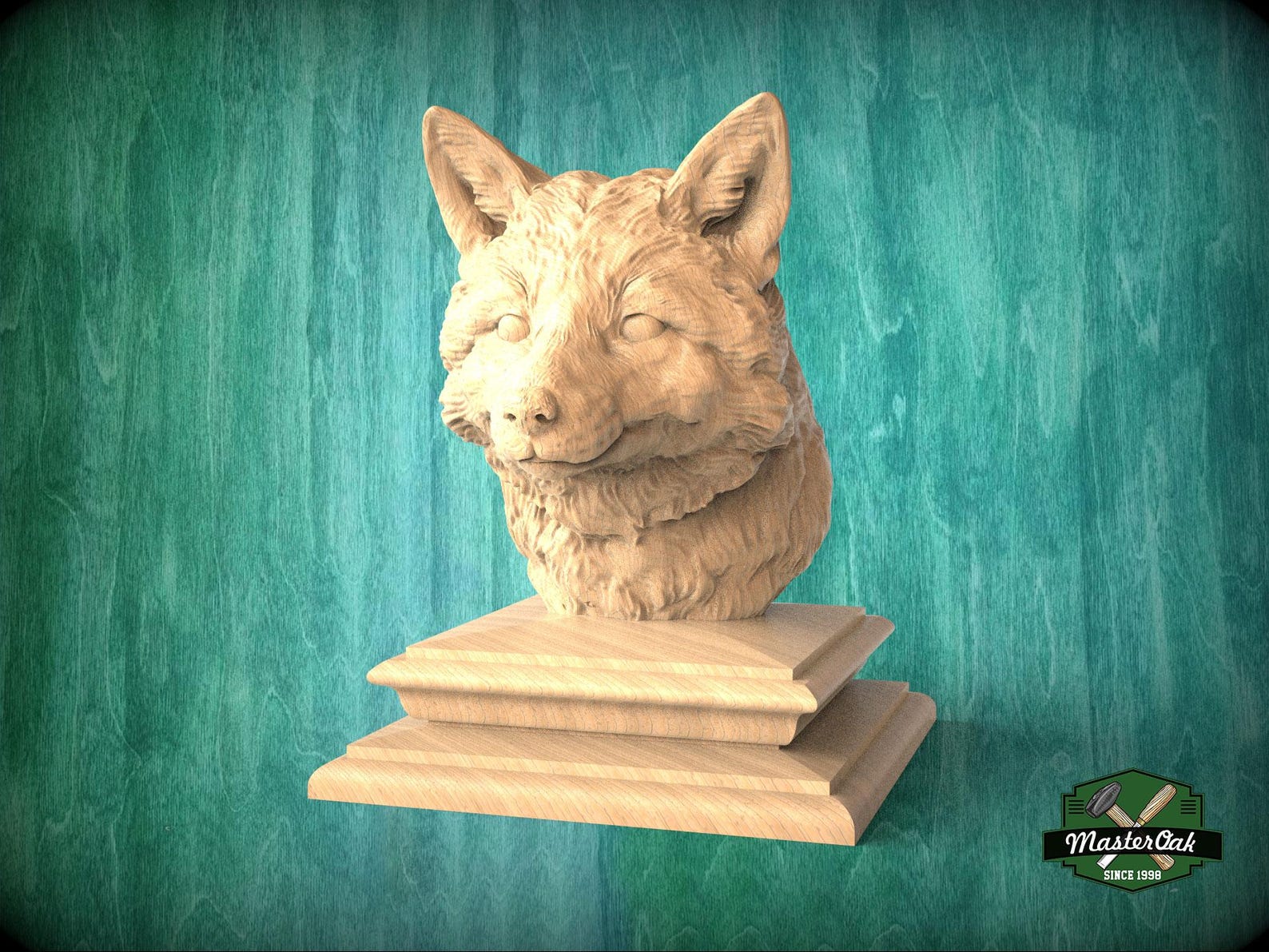 Fox Bust Made of Wood, Fox Wooden Finial for Staircase Newel Post, Fox ...