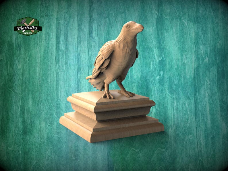 Raven Wooden Finial for Staircase Newel Post #2, Crow Finial Bed Post ...