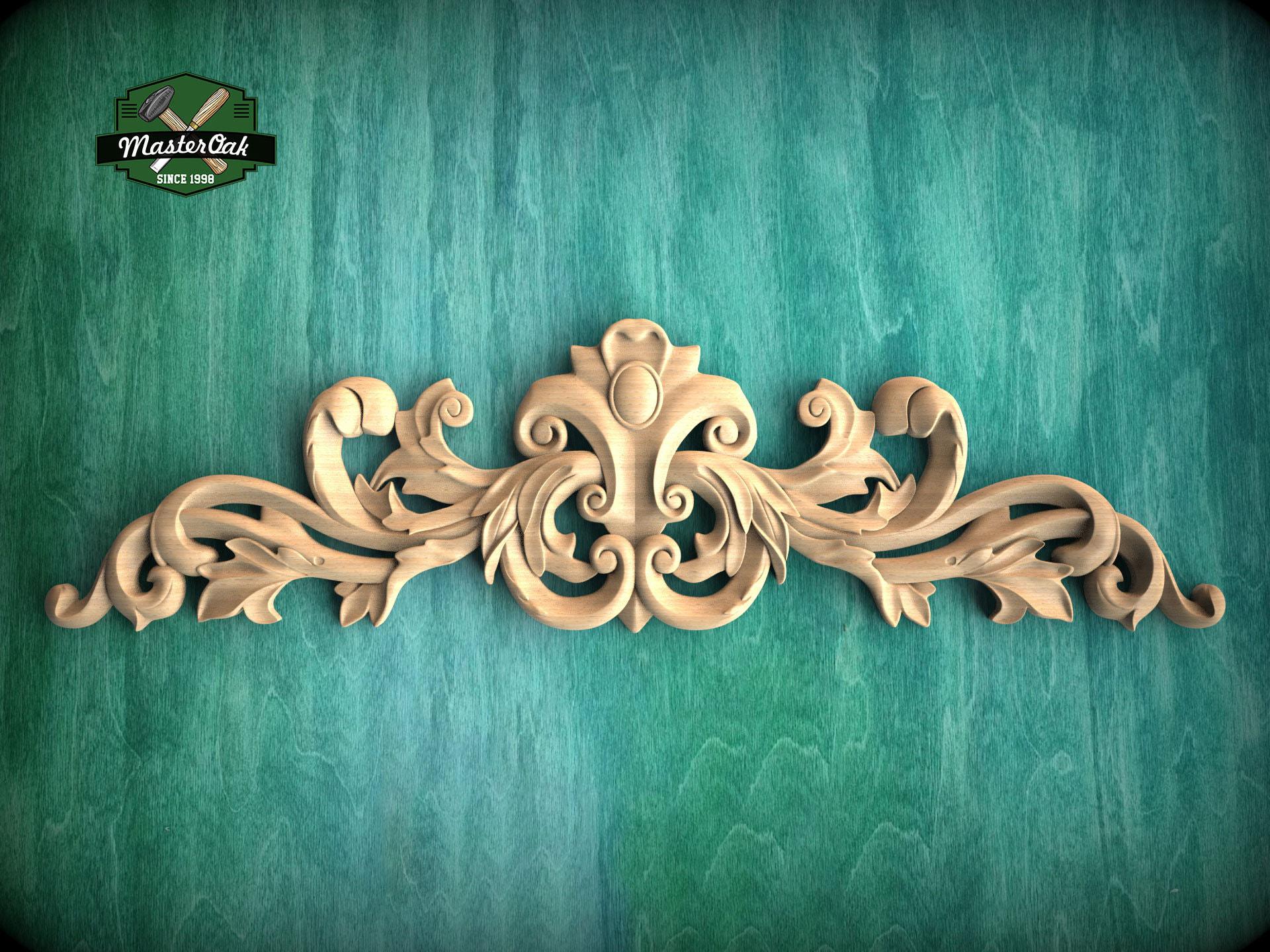 Openwork Floral Wood Applique for Interiors, Graceful Swirl Horizontal ...