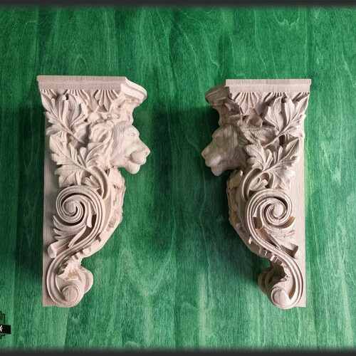 Corbel Mermaid of Wood Unpainted Decorative Carved Wooden - Etsy
