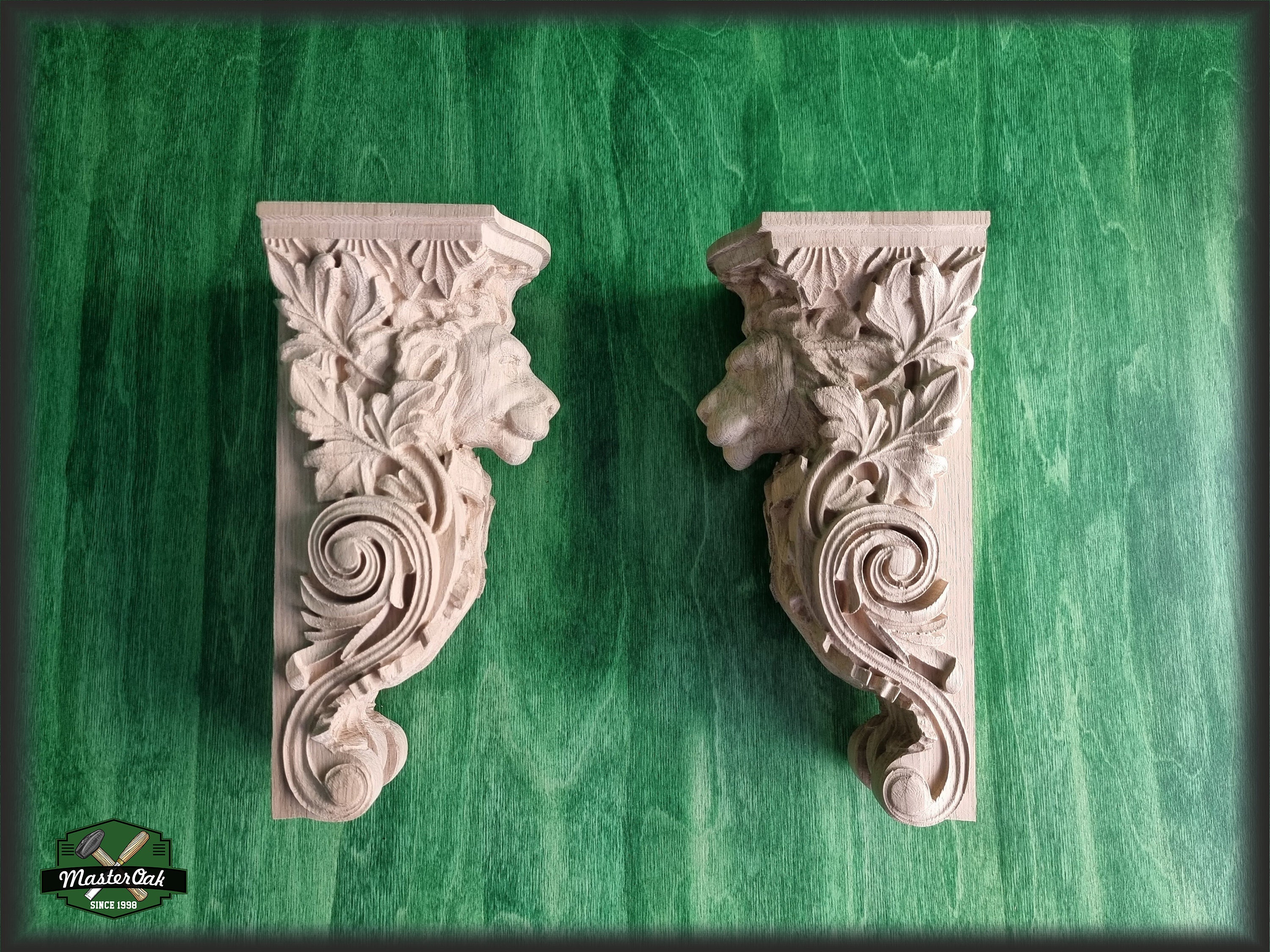 Pair of Corbels Lion Unpainted Decorative Carved Wooden - Etsy Canada