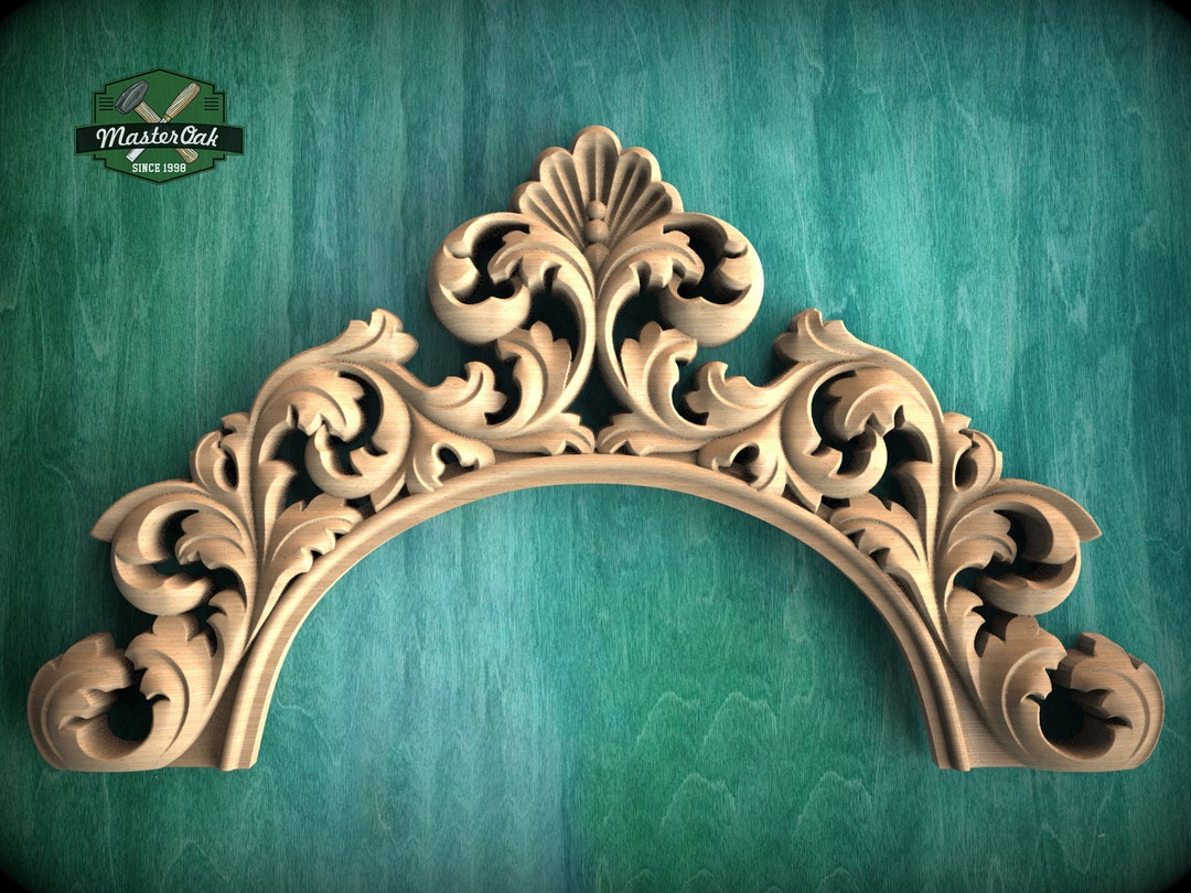 Baroque-style Carved Arch Trim - Luxurious Door Onlay With Foliage, 1pc ...