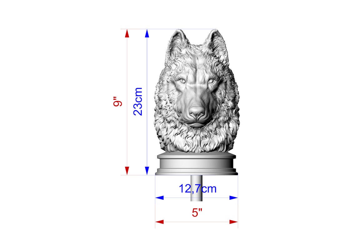 Custom Wolf Wooden Finial for Staircase Newel Post With a Round Base - Etsy