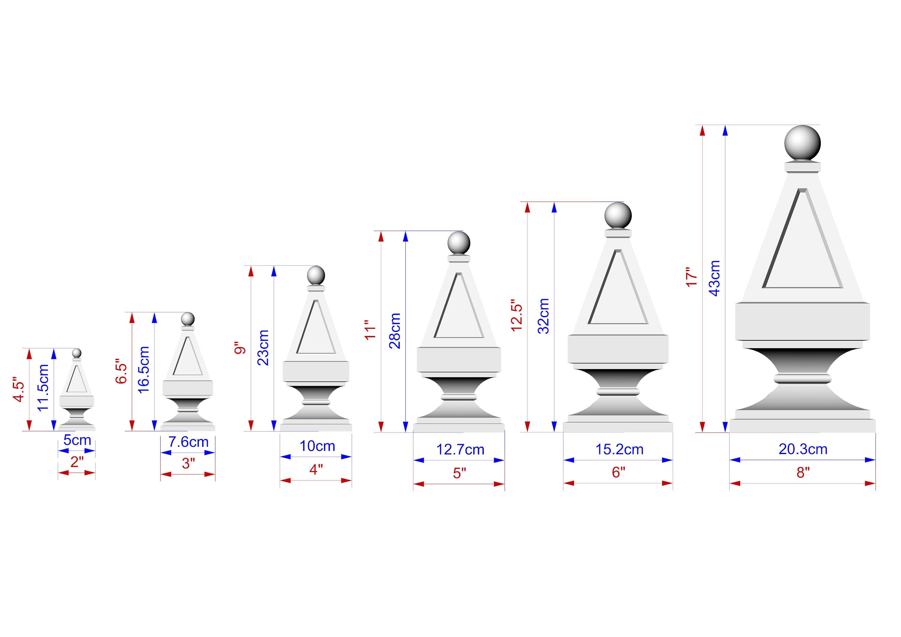 Triangular Ball Top Finial, Simple Square Top Finial, Staircase Newel ...