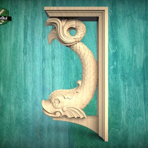 Victorian Carved Wooden Corbel With Intricate Fish Motif - Elegant ...