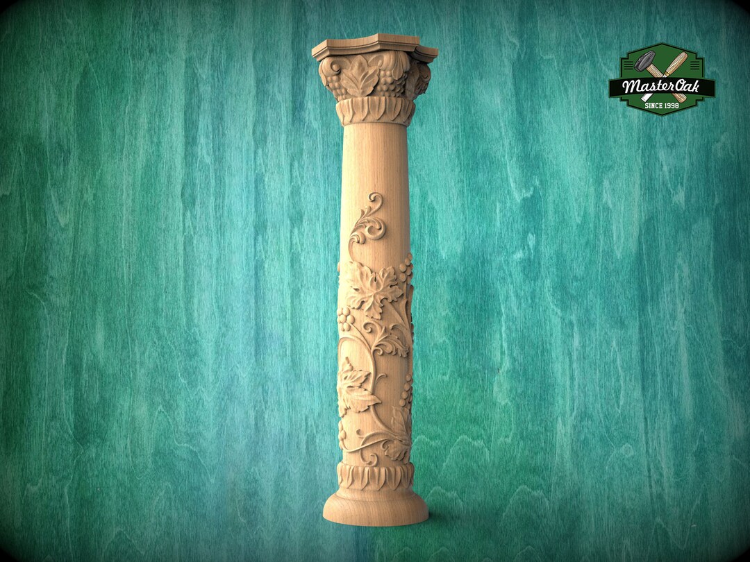 Regal Fluted Column: Floral Elegance in Wood, 1pc, Unpainted ...