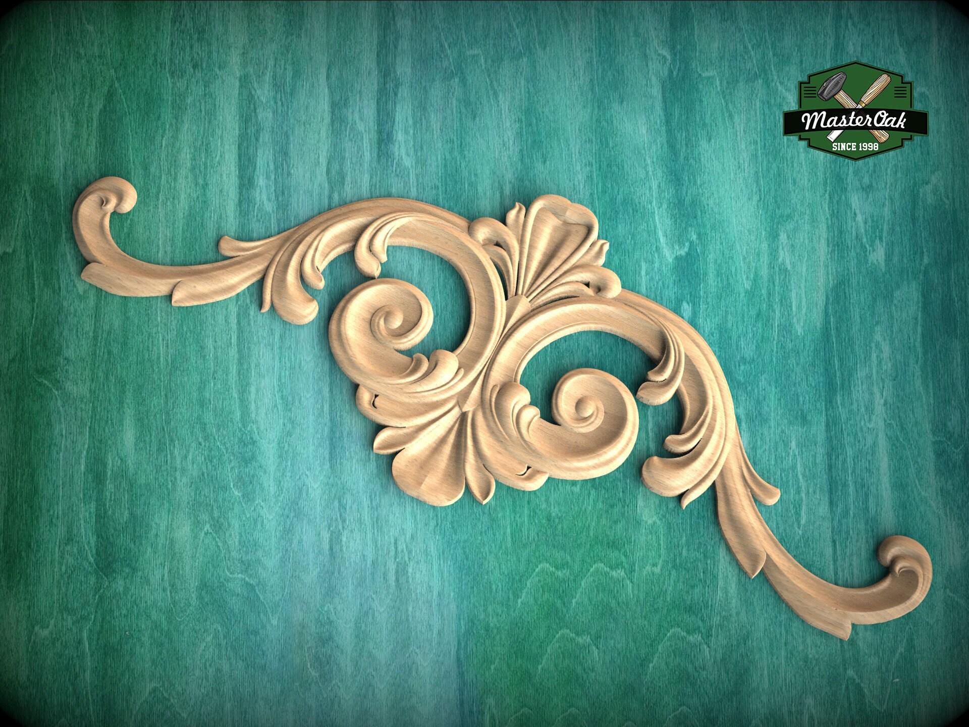 Elegant Curved Volute Wood Applique – Refined Decor Accent, Furniture ...