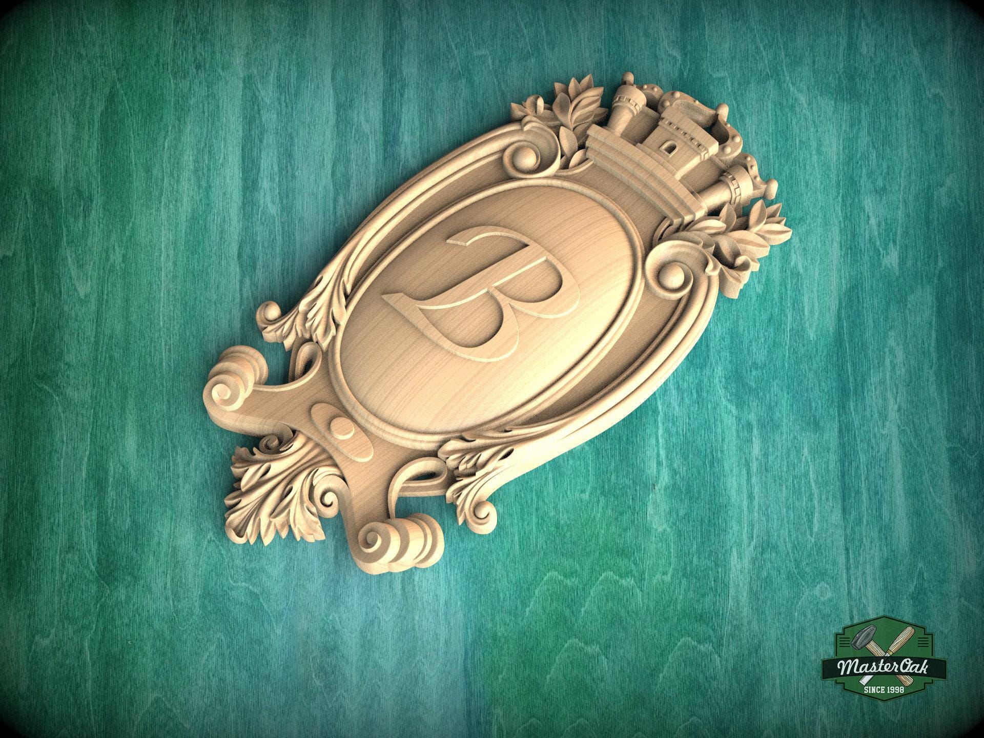 Personalized Antique Wooden Shield Onlay, Unfinished, Decorative Wooden ...