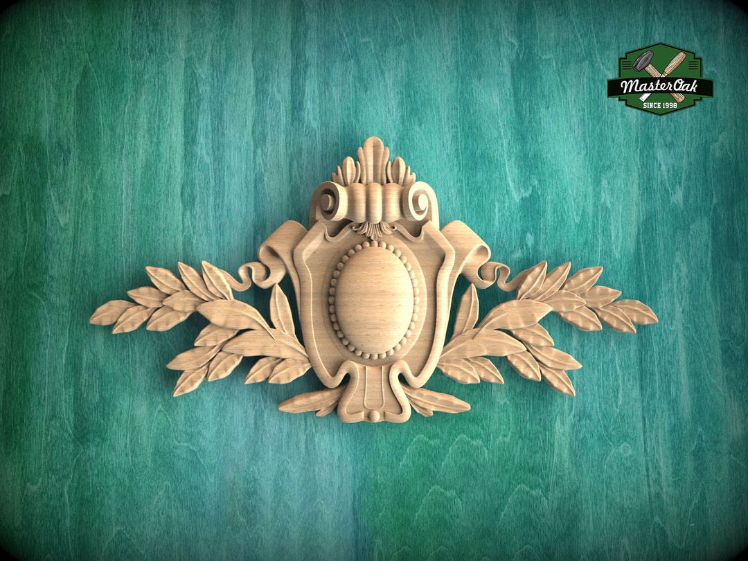 Hand-carved Wooden Crest Cartouche With Acanthus and Laurel Details ...