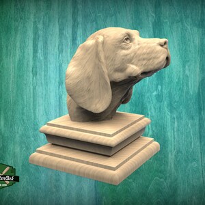 Beagle Bust Made of Wood, Unpainted, Beagle Wooden Finial for Staircase ...