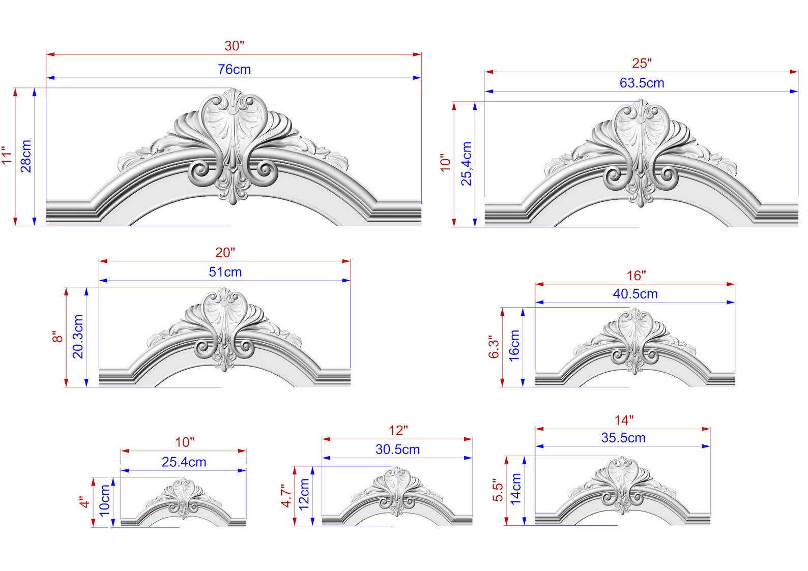 Carved Arched Element of Wood, 1pc, Home Wall Embellishments, Furniture ...