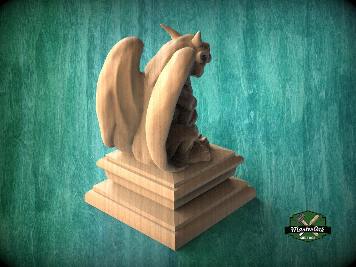 Gargoyle Wooden Statue, Small Gothic Imp, Gargoyle Finial Bed Post ...