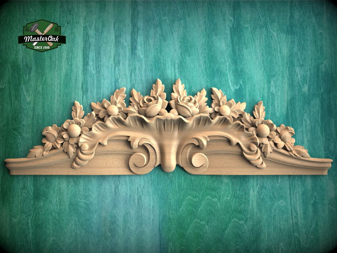Elegant Floral Carved Wooden Crown for Cabinets - Classic Decorative ...