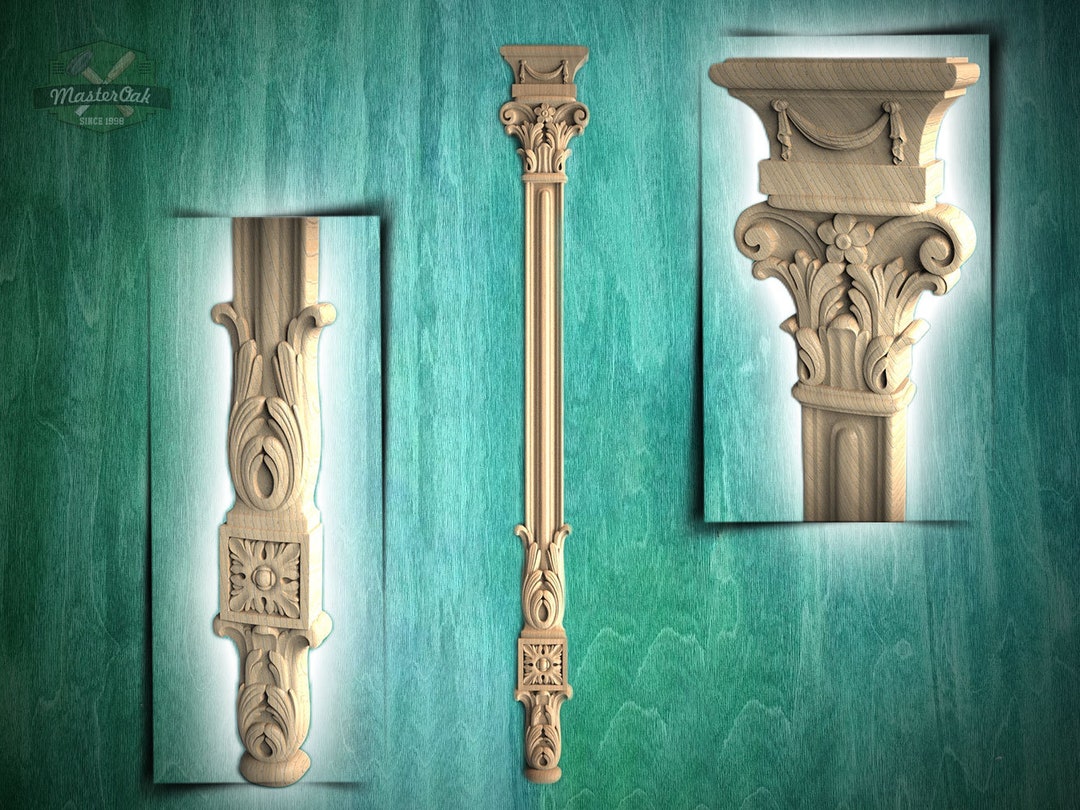 Carved Wood Pilaster- Artistry of Corinthian Pilasters, 1pc, Unpainted ...