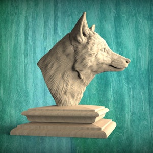 Fox Bust Made of Wood, Fox Wooden Finial for Staircase Newel Post, Fox ...