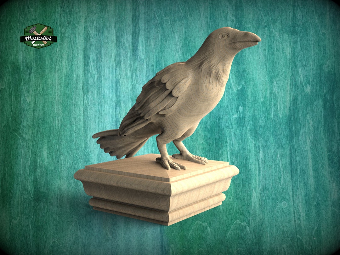 Raven Wooden Finial for Staircase Newel Post #1, Crow Finial Bed Post ...