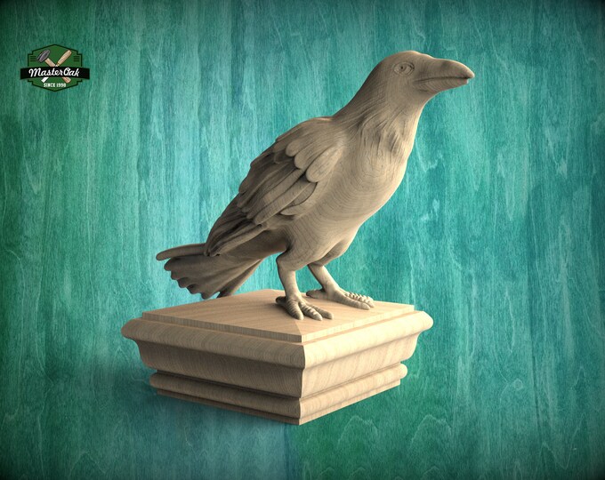 Raven Wooden Finial for Staircase Newel Post #1, Crow Finial Bed Post ...