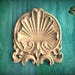 Scallop Shell Wooden Applique With Ornamental Scrolls, Wood Carved ...