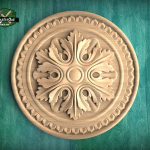 Renaissance Rosette: Carved Wooden Emblem, 1 Pc, Unpainted, Decorative ...