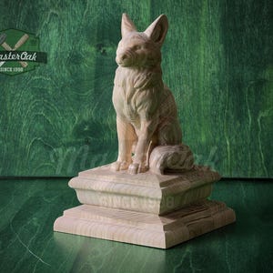 Sitting Fox #2 Made of Wood, Wooden Finial for Staircase Newel Post ...