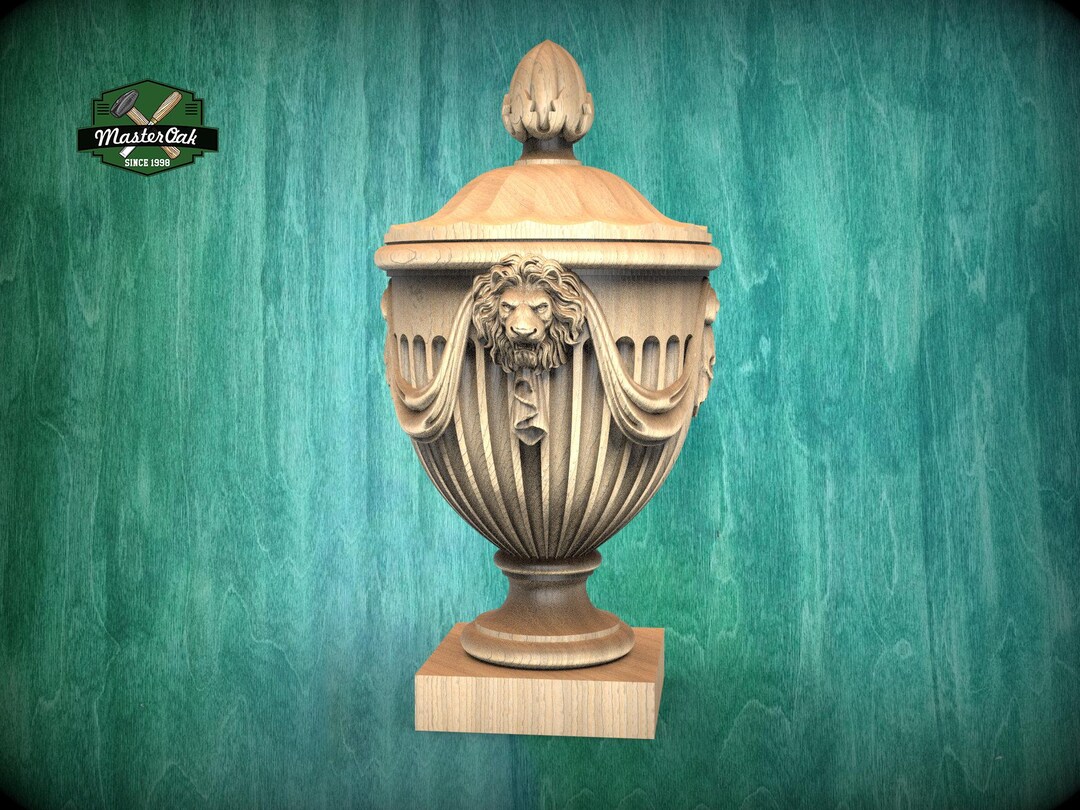 Classical Newel Post Lion Head Finial – Decorative Post Topper in Vase ...