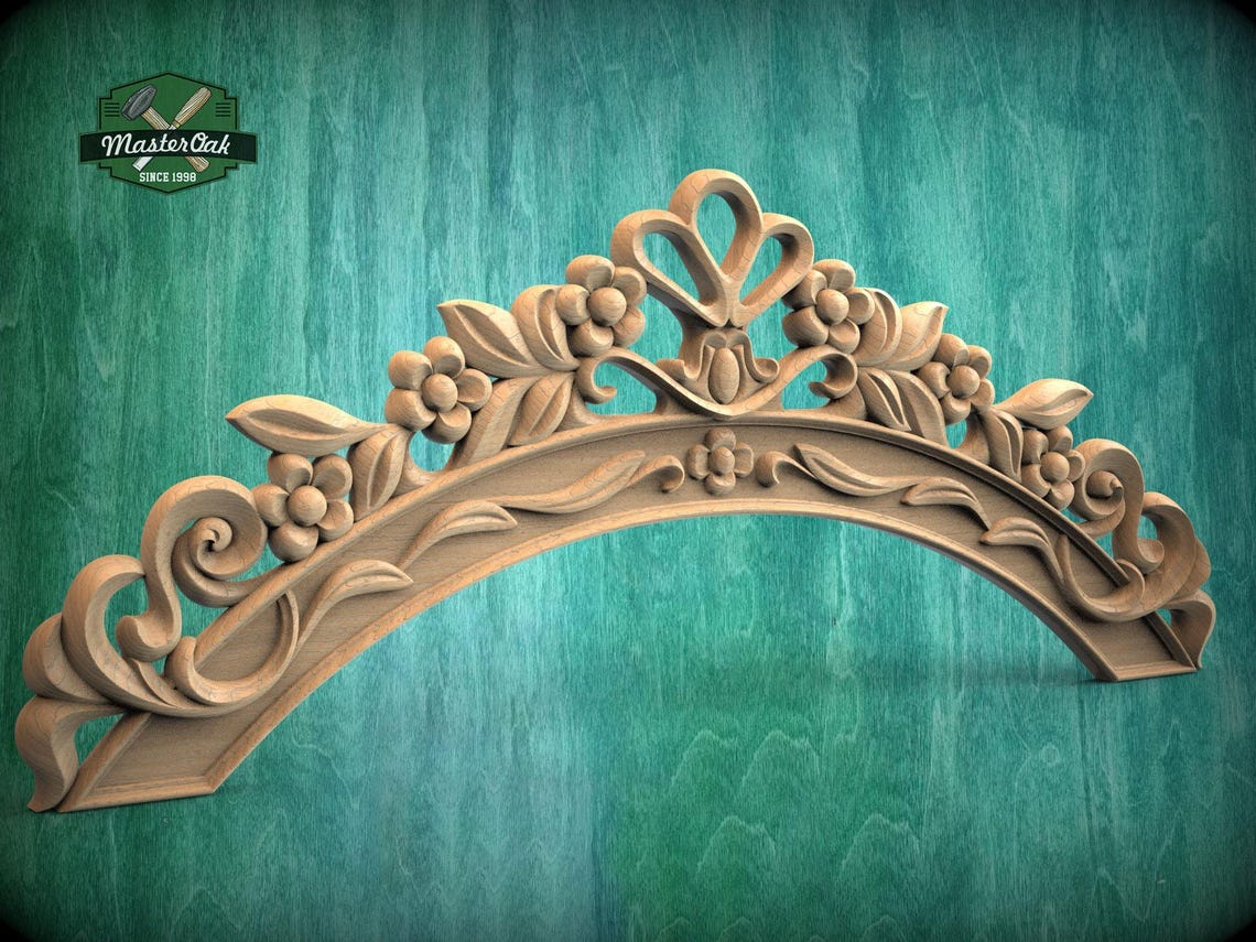 Nature-inspired Wood Carved Arch Onlay – Elegant Interior Accent, 1pc ...