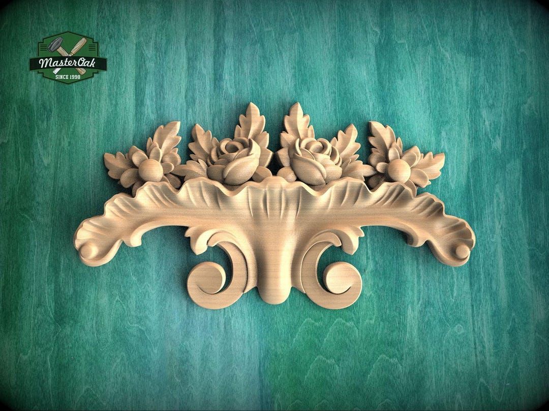 Rose Scroll Crest – Decorative Wall Detail - Etsy