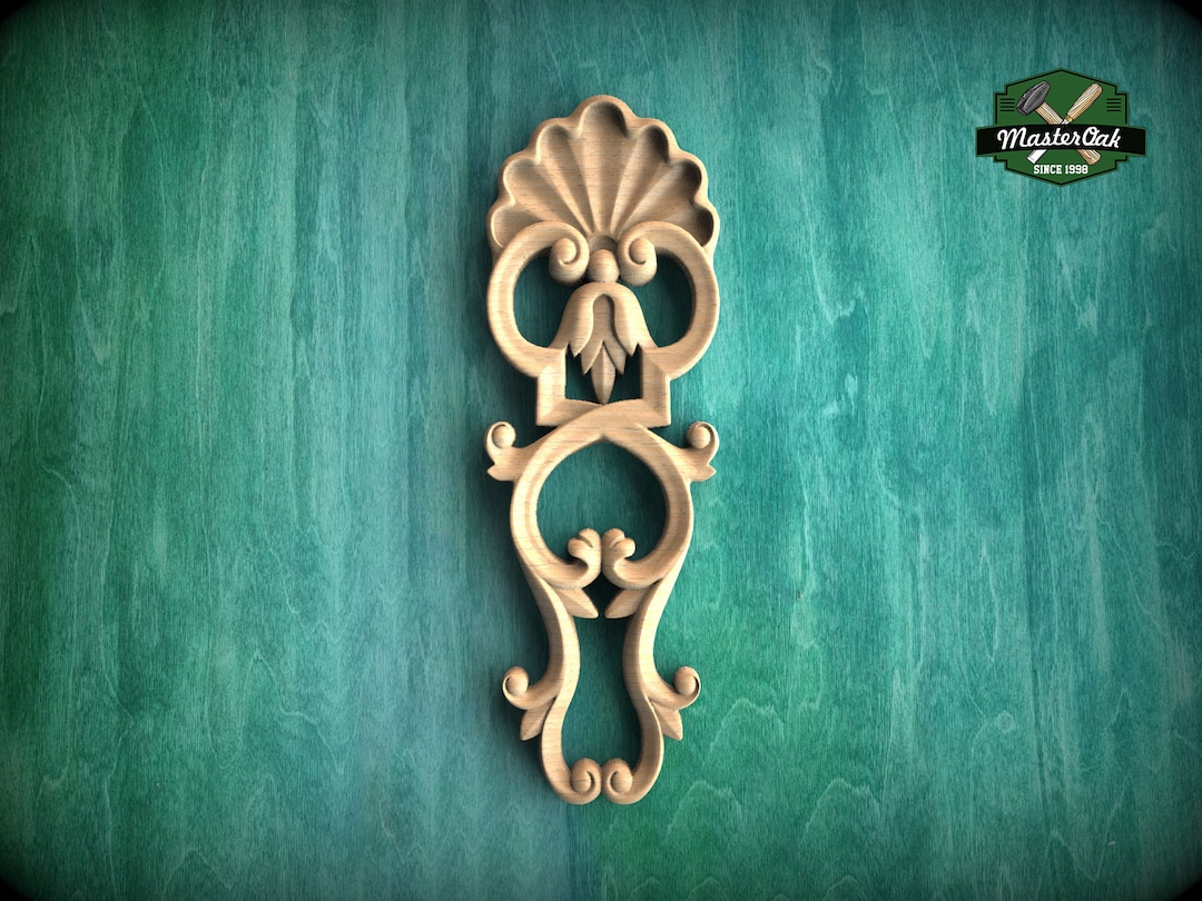Classic Shell and Scroll Wooden Applique, Furniture Carving, Wood Onlay ...