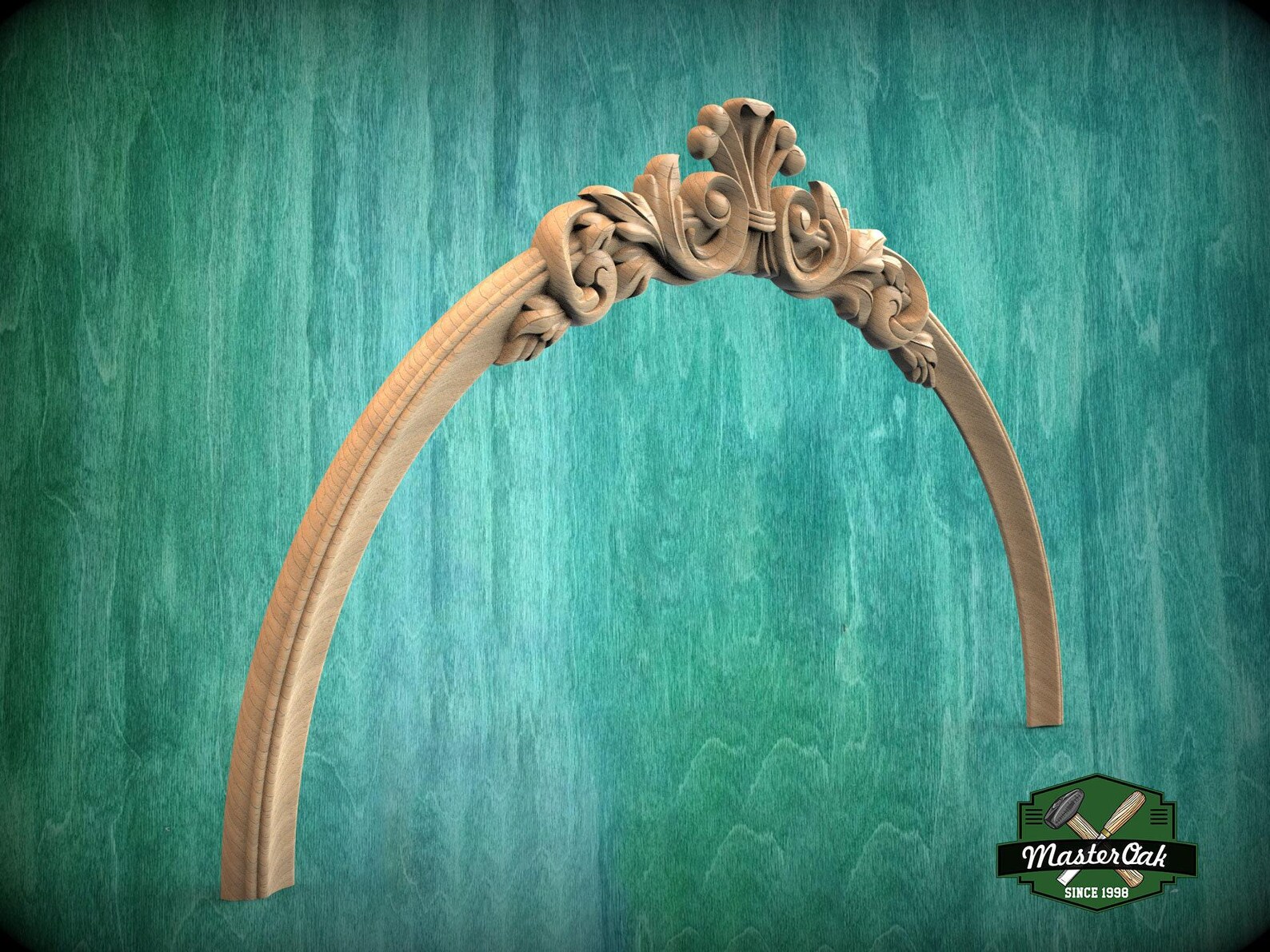 Elegant Slim-base Arch Wooden Appliqué – Carved Swirl Embellishments ...