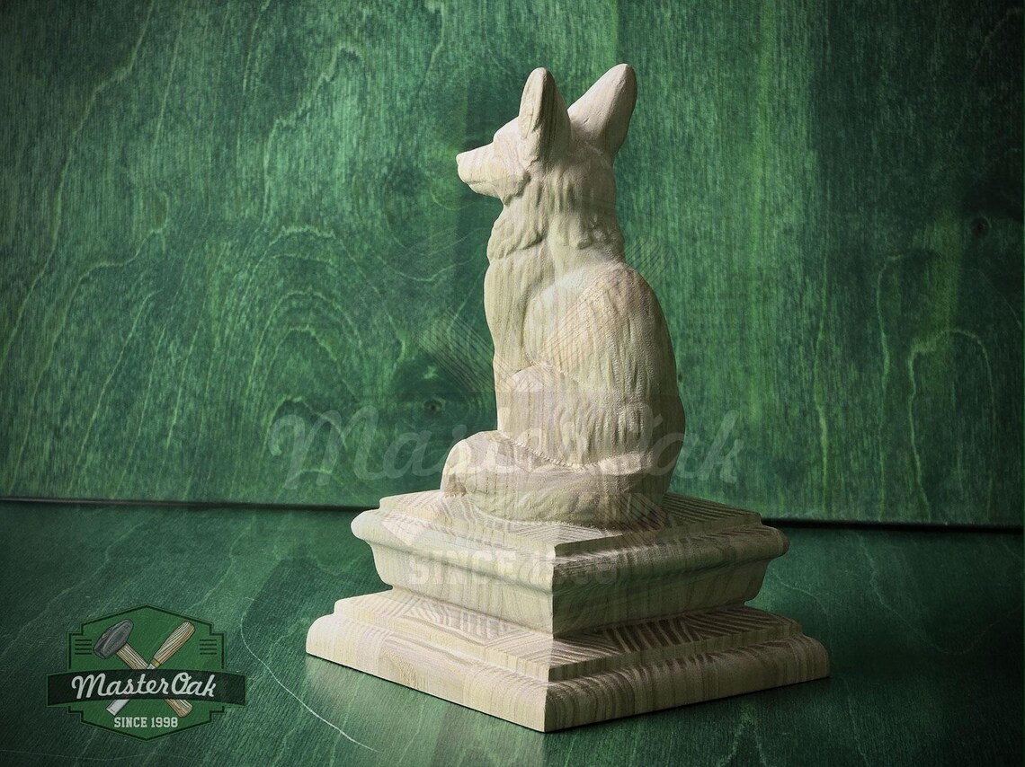 Sitting Fox #2 Made of Wood, Wooden Finial for Staircase Newel Post ...