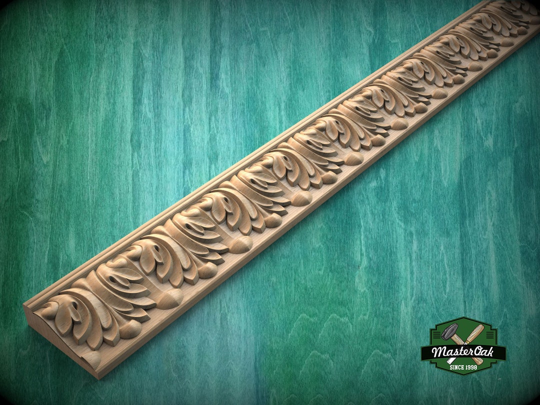 Opulent Foliage Rhythm Molding - Sophisticated Wood Detail, 40" Elegant ...