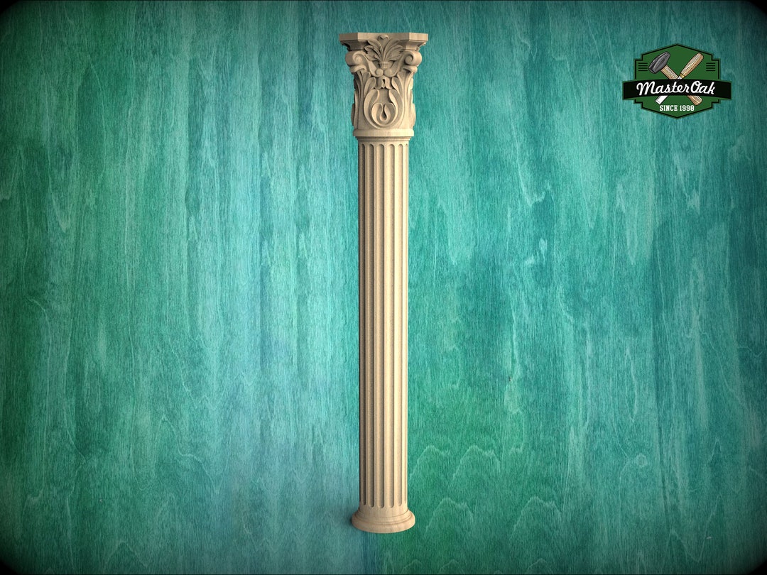 Classical Corinthian Column in Wood for Architectural Elegance, Wood Capital With Acanthus ...