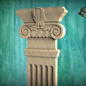 Casing Wood Carved Pilasters (flat Back Columns), Classical Wood Ionic ...