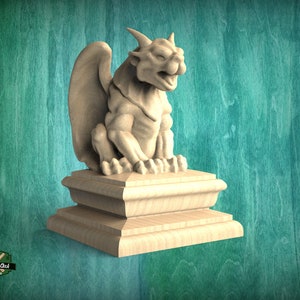 Gargoyle Wooden Statue, Small Gothic Imp, Gargoyle Finial Bed Post ...