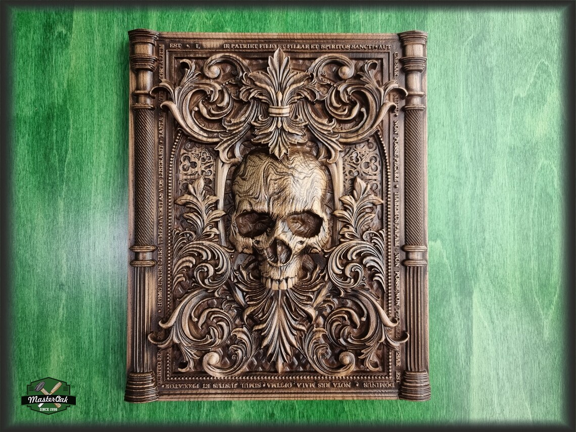 Skull Carved Panel Made of Wood Wood Wall Art Carved Skull - Etsy