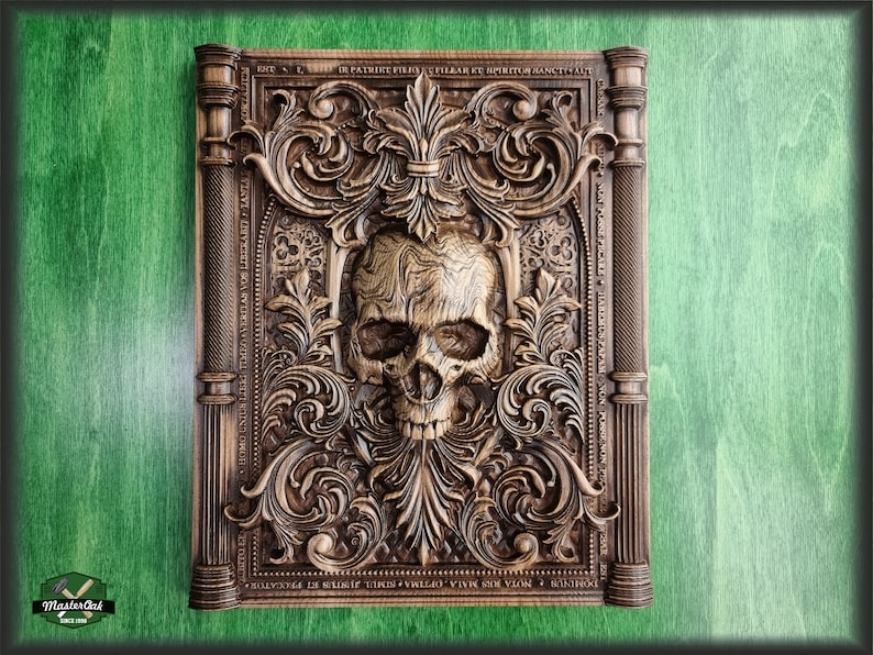 Skull Carved Panel Made of Wood Wood Wall Art Carved Skull - Etsy