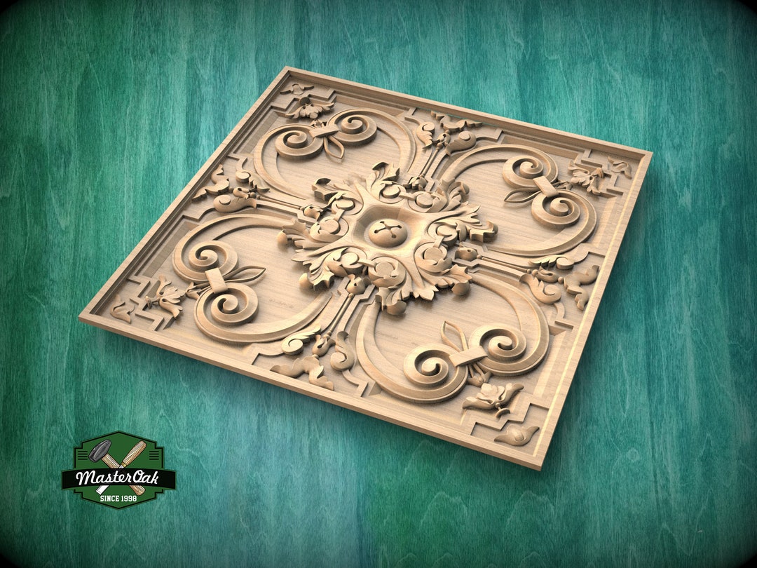 Square Carved Decor for the Coffered Ceiling, Detailed Acanthus ...