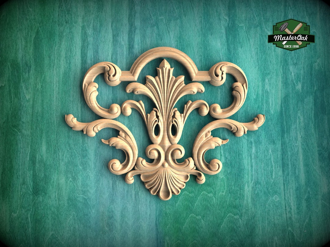 Baroque Inspired Wooden Scrollwork Applique for Classic Interiors, 1 Pc ...