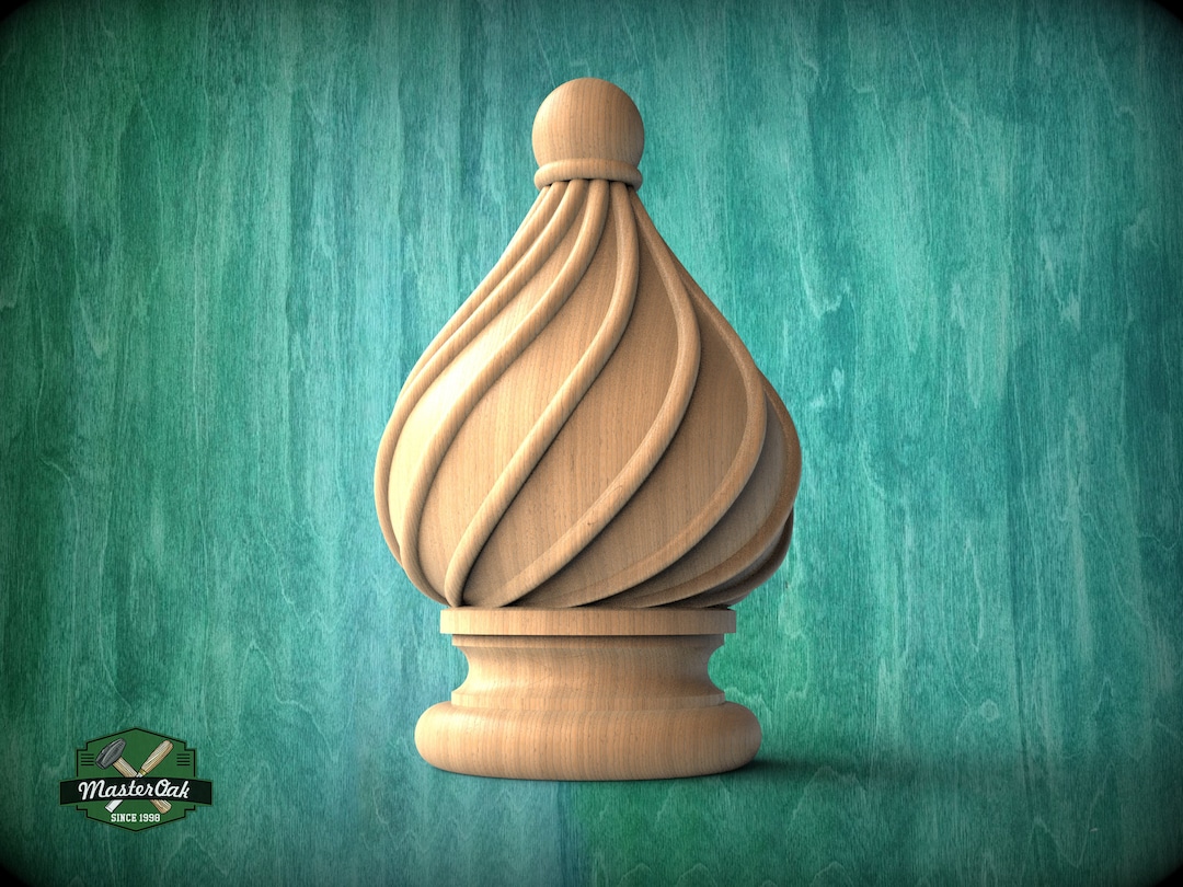 Ornamental Wooden Twisted Finial for Furniture, Twisted Cap, Staircase ...