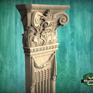 Wooden Carved Regal Ionic Pilaster , Wood Ionic Pilaster, 1pc ...